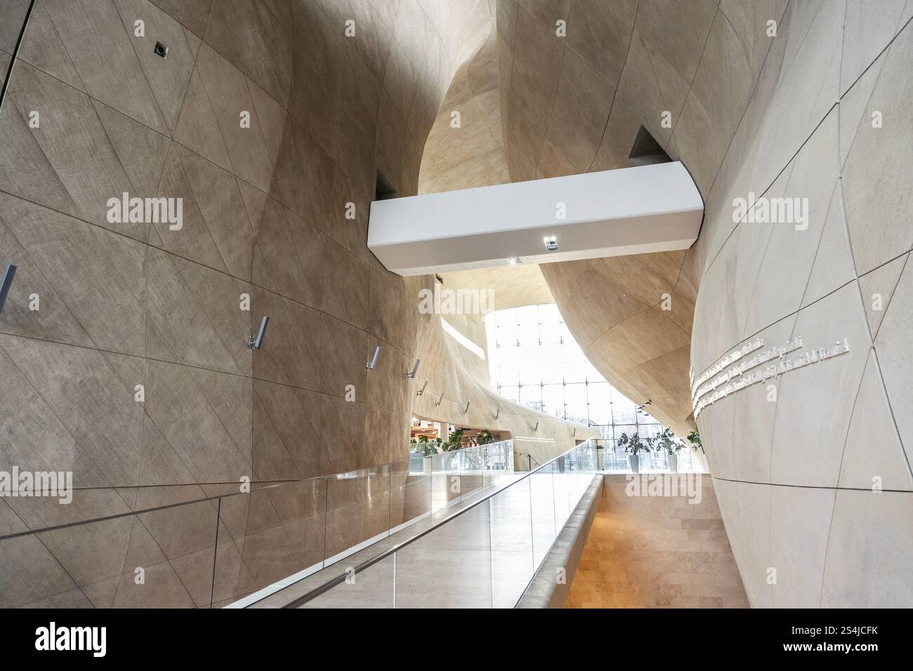 Cavernous, undulating entrance hall of POLIN Museum of the History of ...