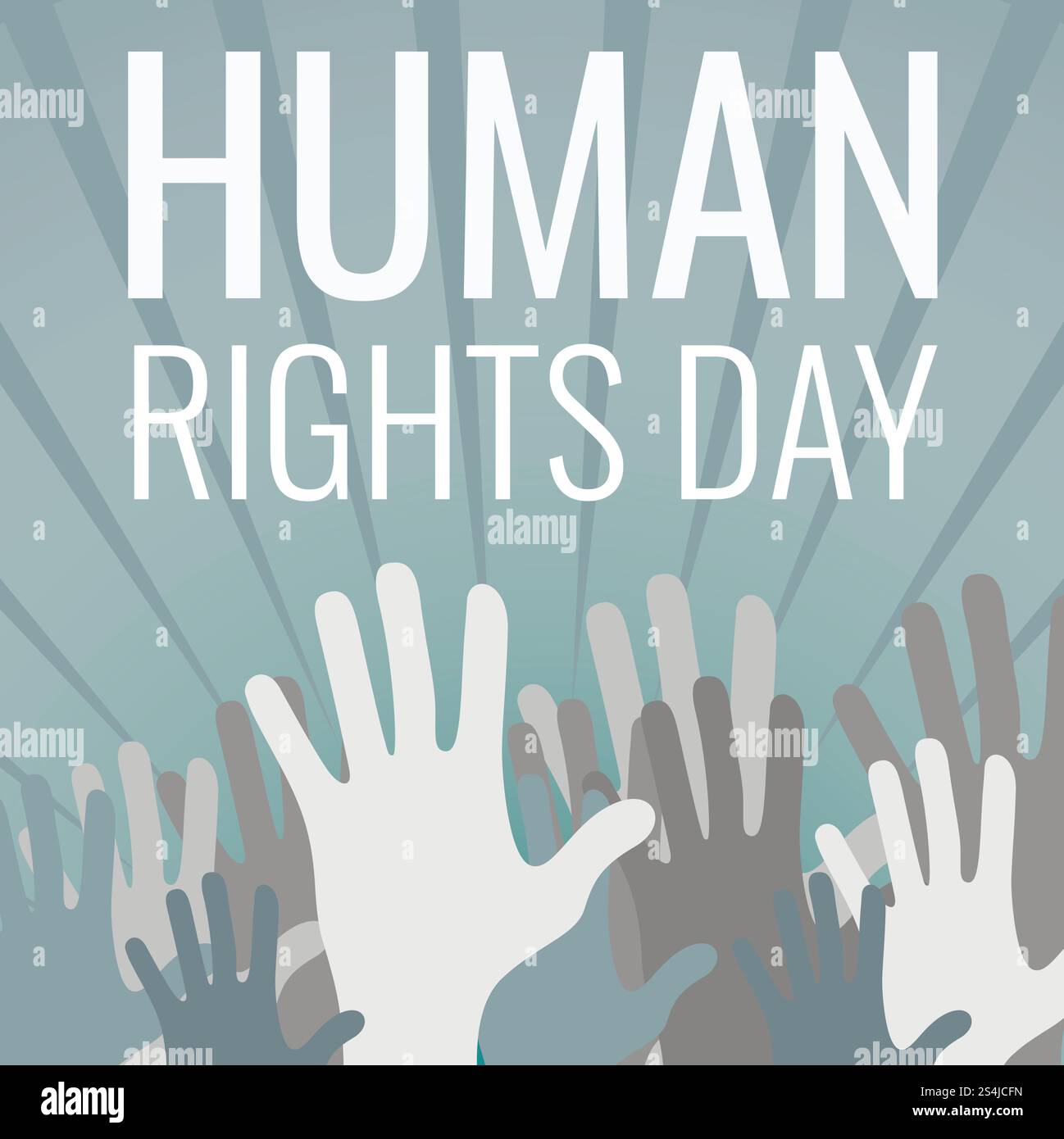 Hands up human rights day concept background. Cartoon illustration of ...