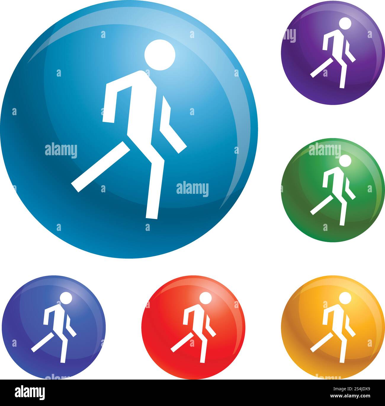 Running man icons set vector 6 color isolated on white background ...