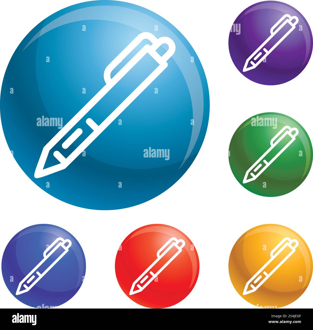 Pen icons set vector 6 color isolated on white background. Pen icons ...