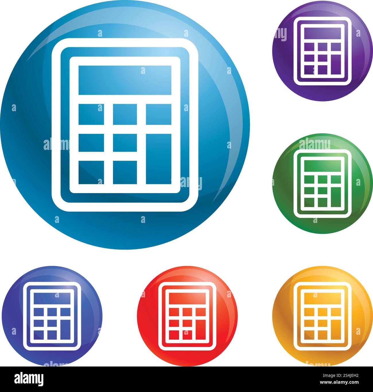 School calculator icons set vector 6 color isolated on white background ...
