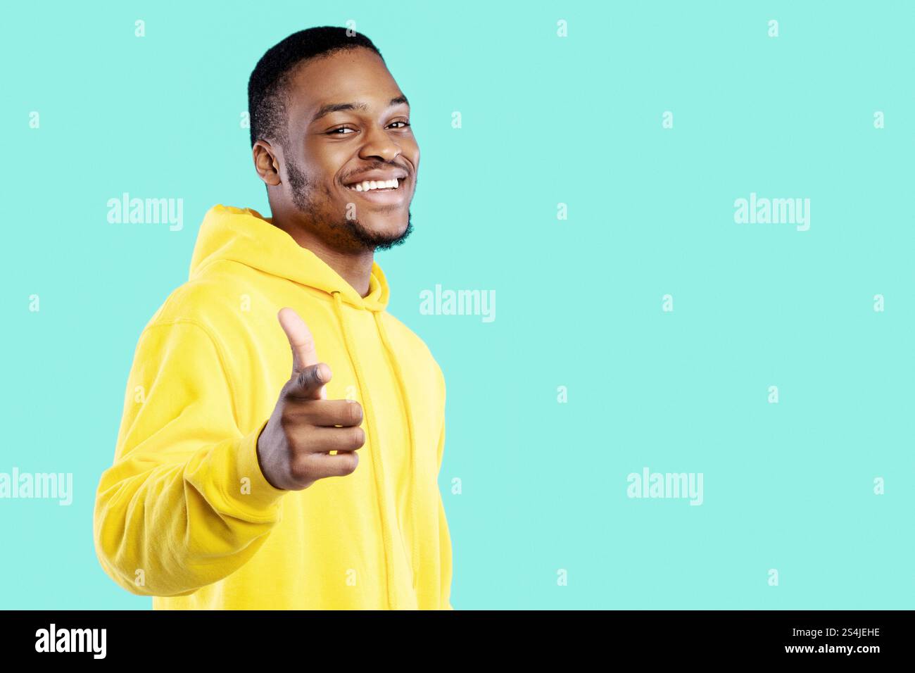 African Man Pointing Finger To Camera Choosing You, Blue Background ...