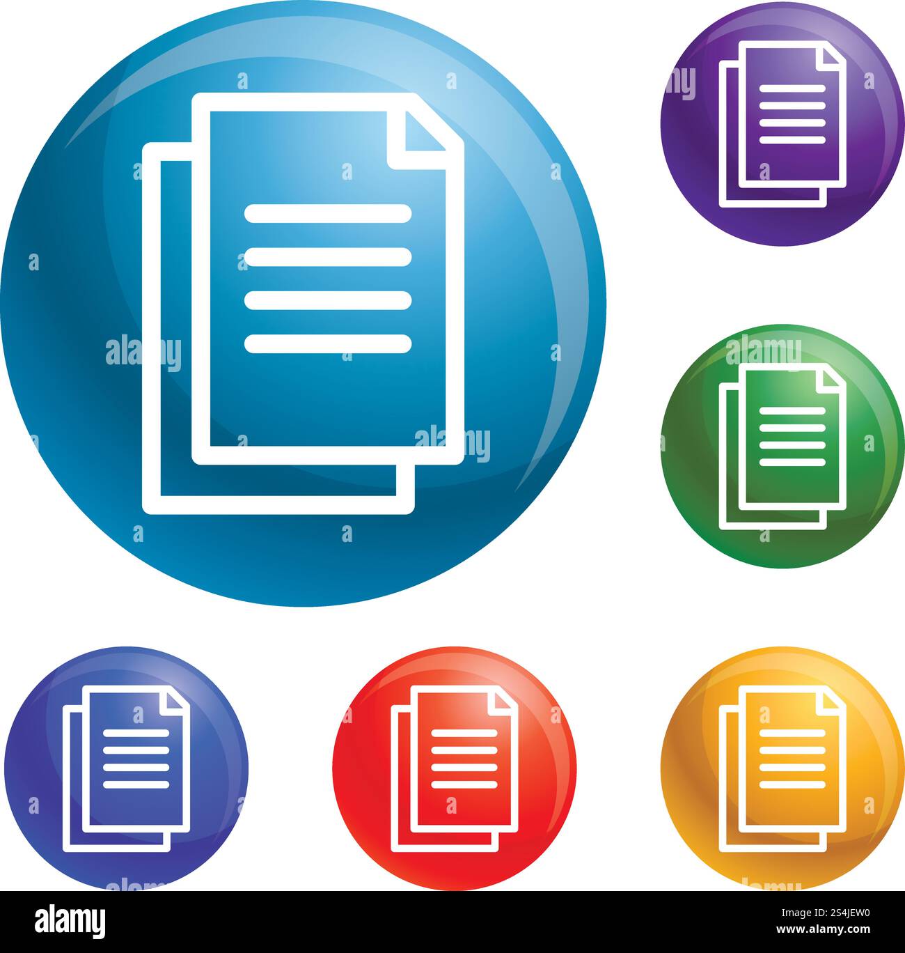 Office paper icons set vector 6 color isolated on white background ...