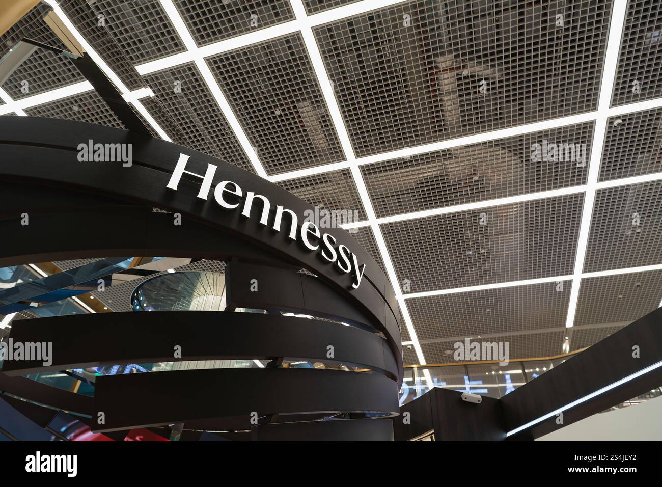 SINGAPORE - AUGUST 25, 2024: Hennessy sign as seen at the duty-free ...