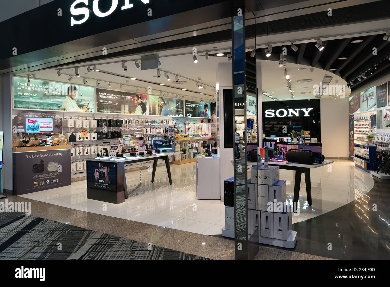 SINGAPORE - AUGUST 25, 2024: the Sony Store at Changi International Airport, Singapore, offers a ...