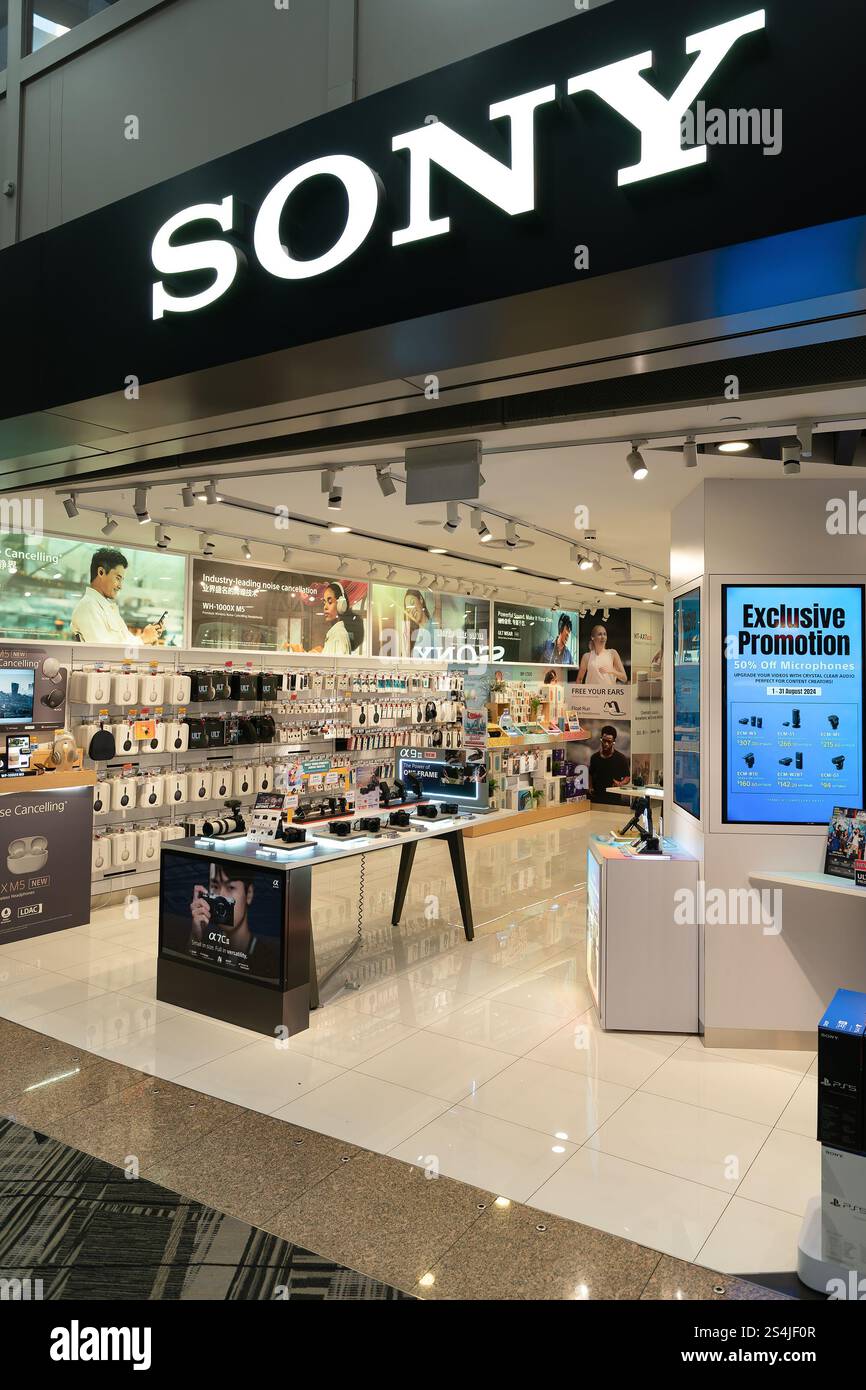 SINGAPORE - AUGUST 25, 2024: the Sony Store at Changi International Airport, Singapore, offers a ...