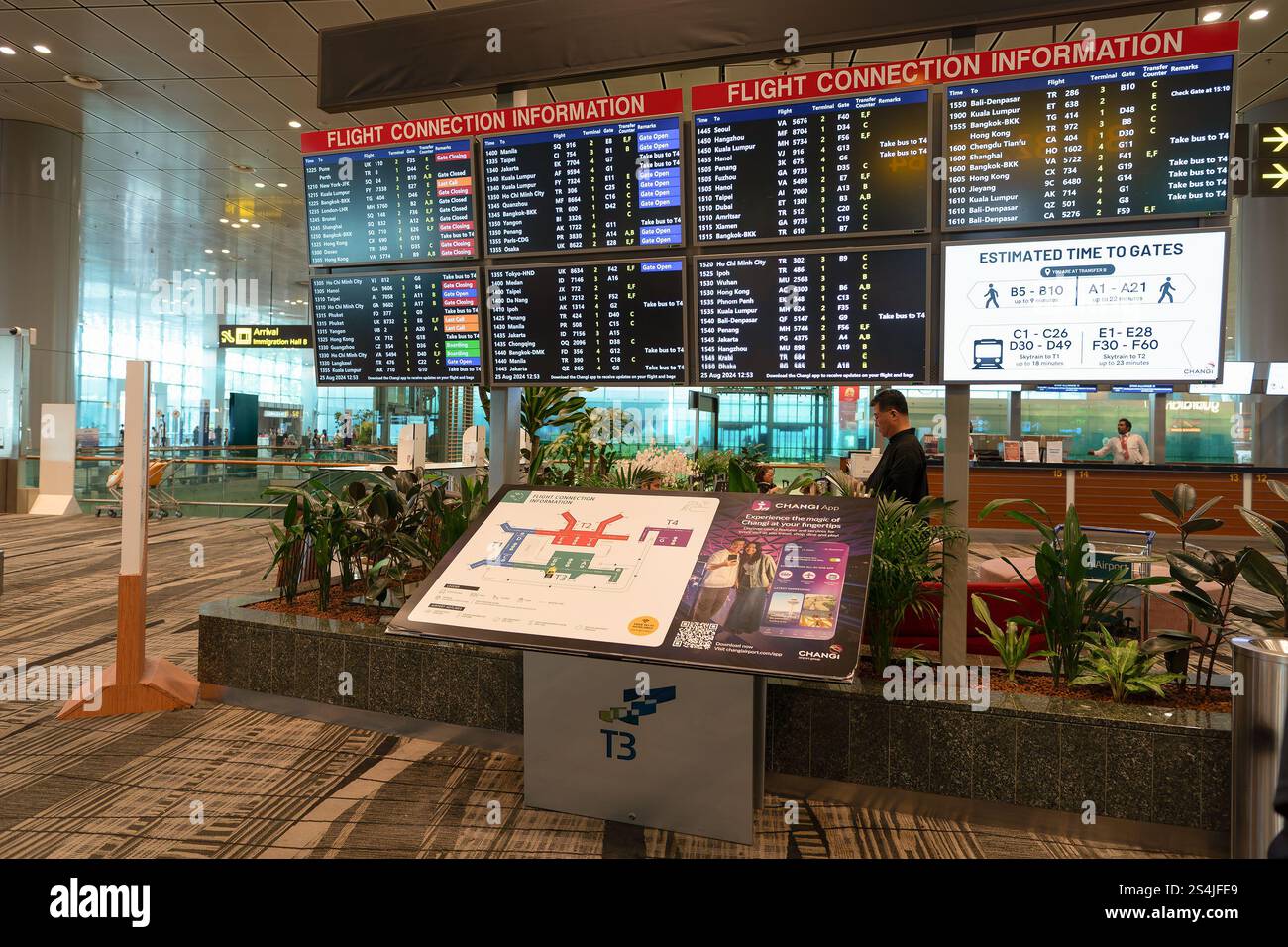 SINGAPORE - AUGUST 25, 2024: FIDS (Flight Information Display System ...