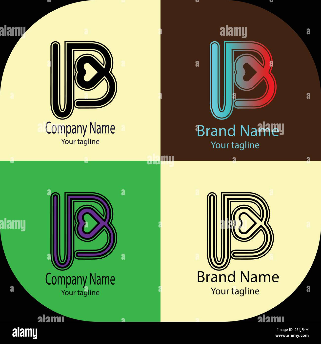 Beautiful Unique logo design with four different designs of the same ...