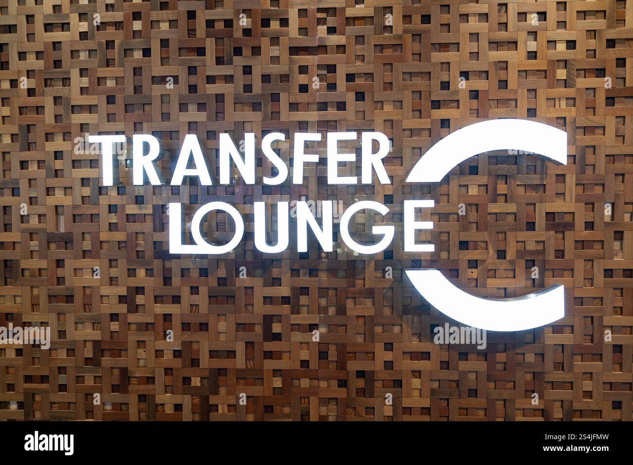 SINGAPORE - AUGUST 25, 2024: close up shot of Transfer Lounge C sign as ...