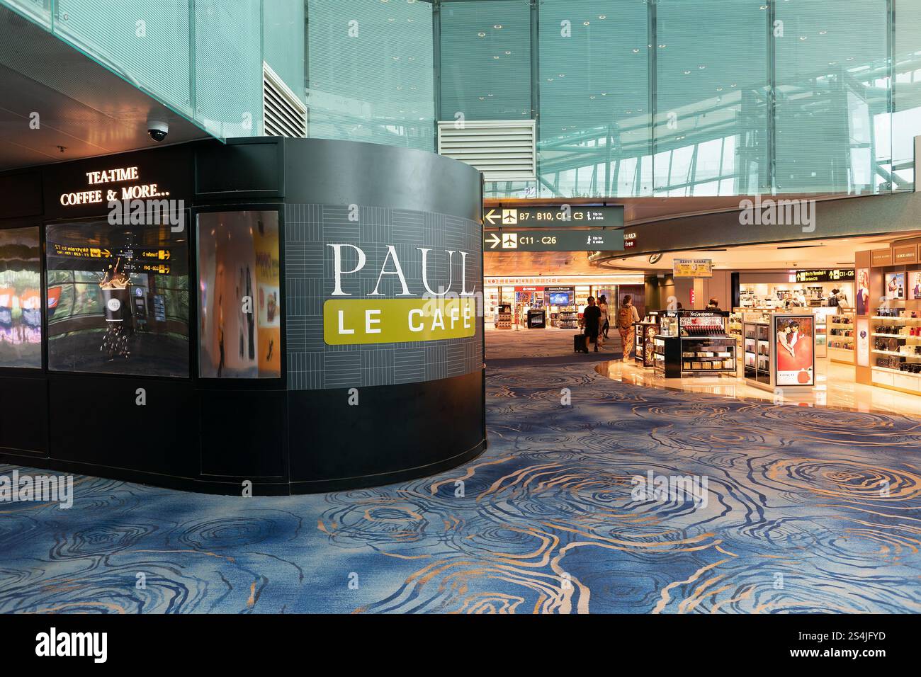 SINGAPORE - AUGUST 25, 2024: Paul cafe at the duty-free area in Changi ...