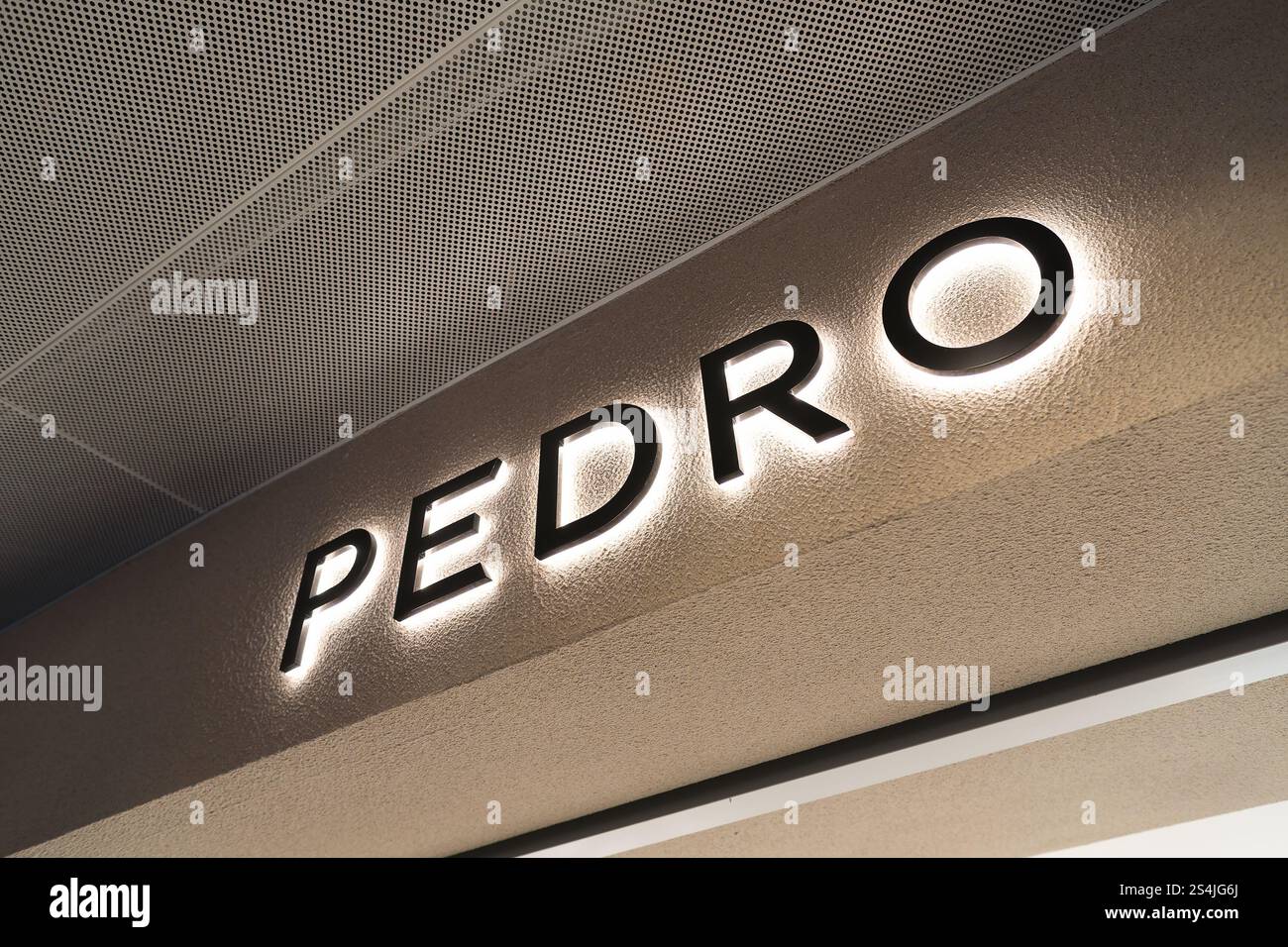 SINGAPORE - AUGUST 25, 2024: close up shot of Pedro sign as seen in ...