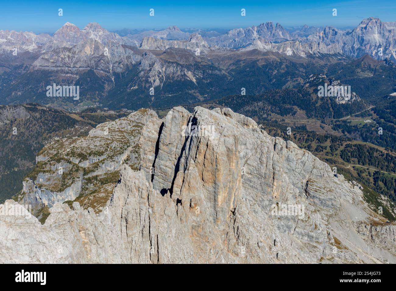 Via ferrata in the Dolomites. Equipped with bridge and steel cable ...