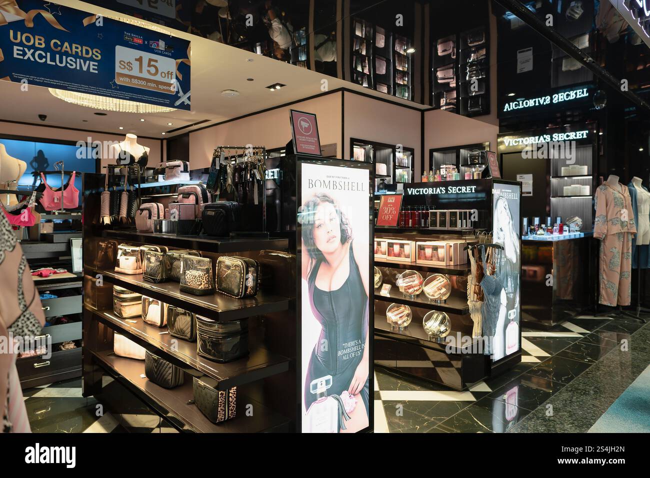 SINGAPORE - AUGUST 25, 2024: goods displayed at Victoria's Secret store ...