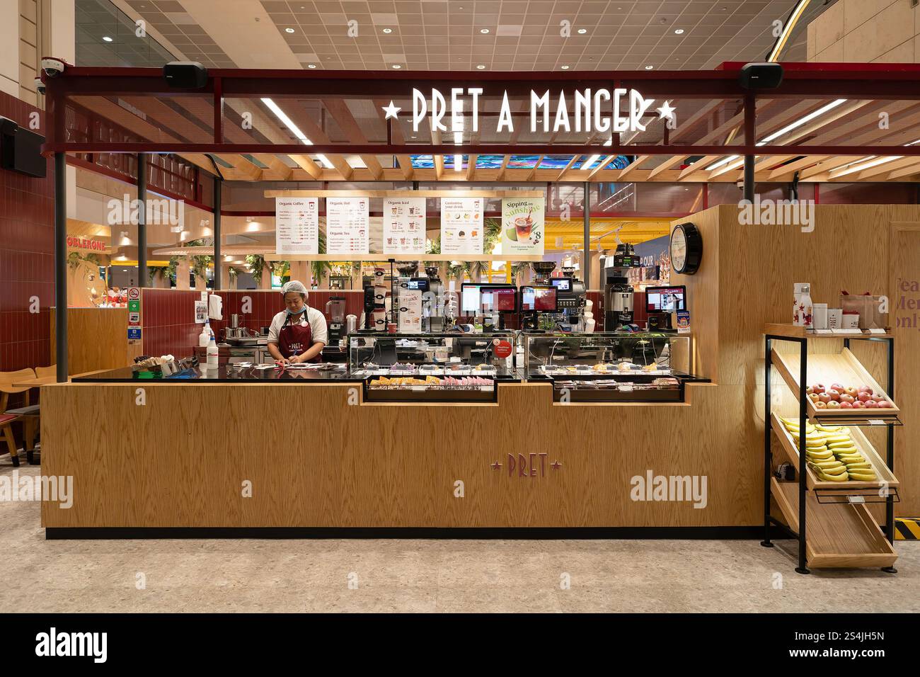 SINGAPORE - AUGUST 25, 2024: cashier counter at Pret a Manger in Changi ...