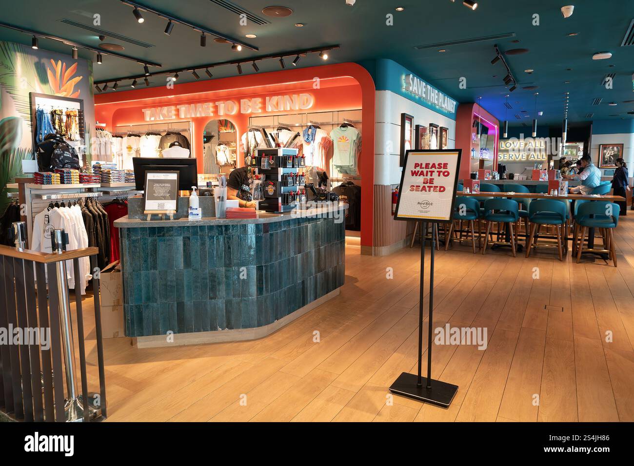 SINGAPORE - AUGUST 25, 2024: interior shot of the Hard Rock Cafe Rock ...