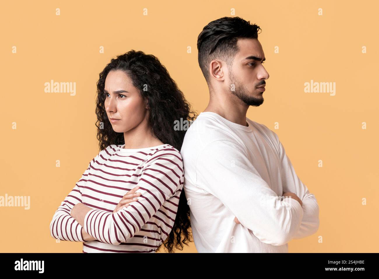 Relationship Crisis. Offended Arabic Couple Standing Back To Back ...