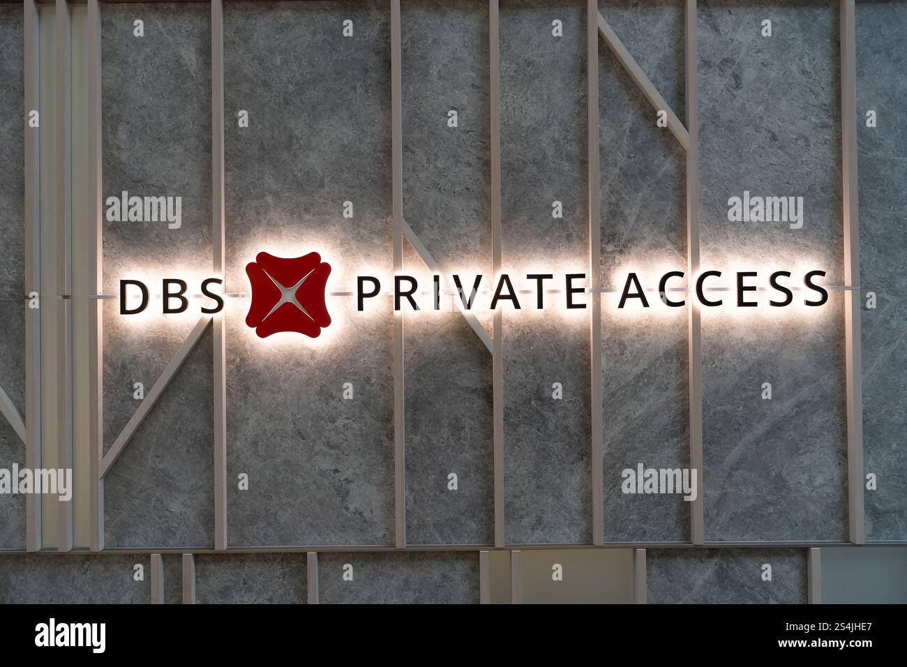 SINGAPORE - AUGUST 25, 2024: close-up shot of the DBS Private Access ...