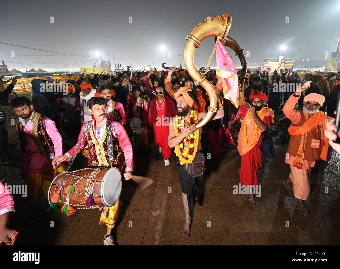 PRAYAGRAJ, INDIA - JANUARY 12: Procession during Chavani Pravesh of ...
