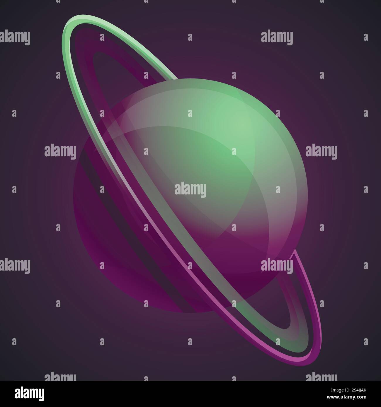 Abstract green saturn planet icon. Cartoon of abstract green saturn ...