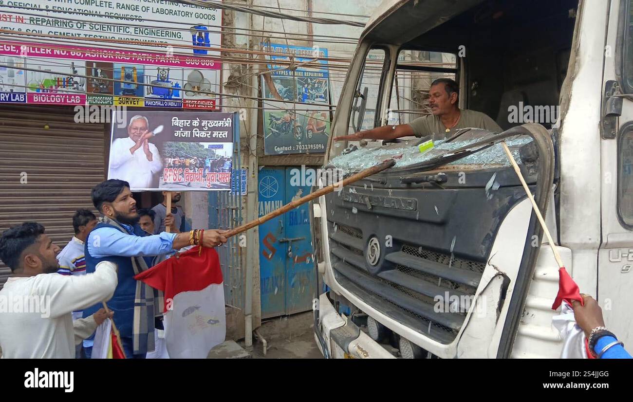 PATNA, INDIA - JANUARY 12: Chatra Yuva Shakti activists damaging ...