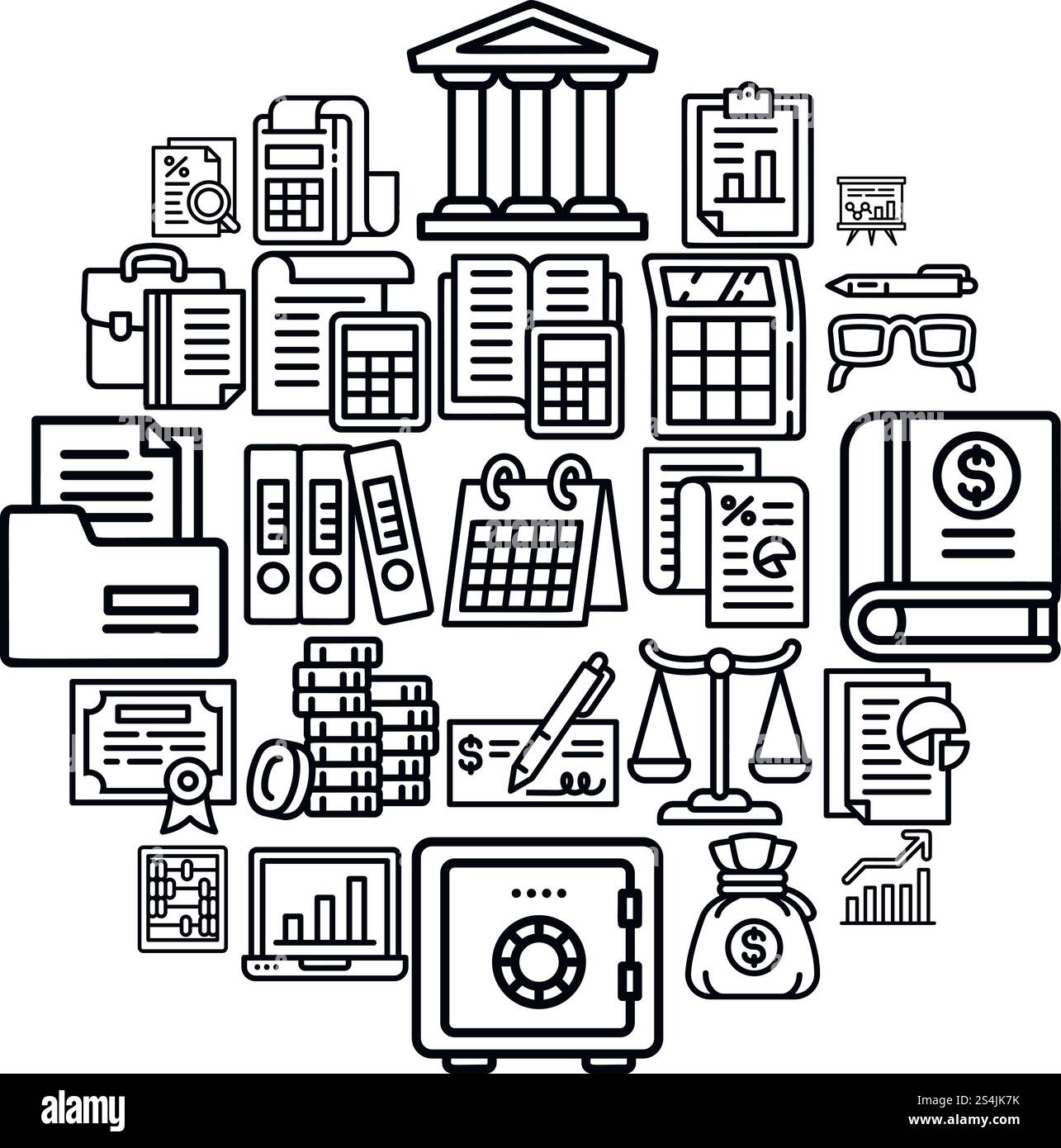 Accounting icon set. Outline set of accounting vector icons for web ...