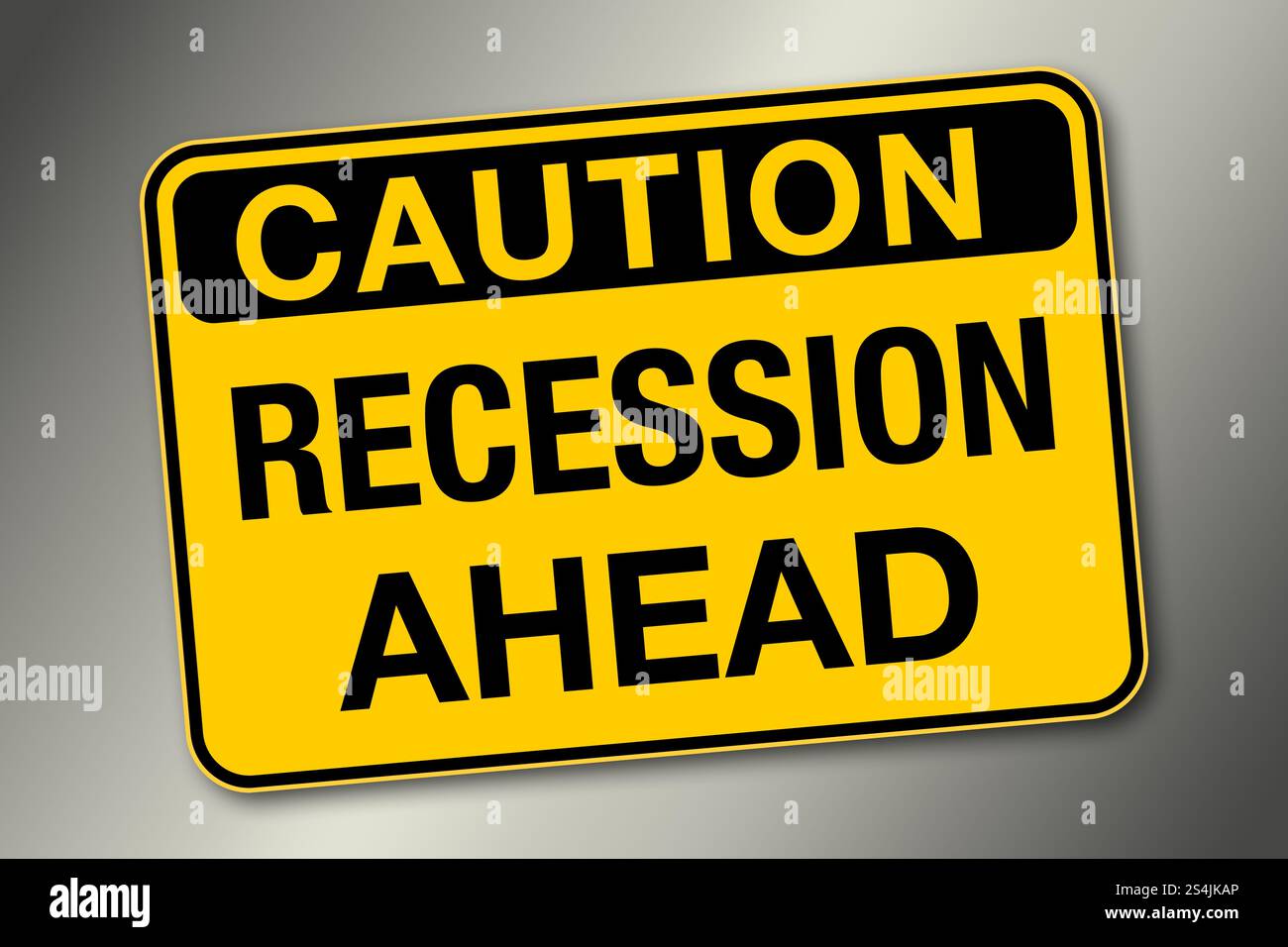 Caution Recession Ahead sign in yellow and black - Illustration Stock ...