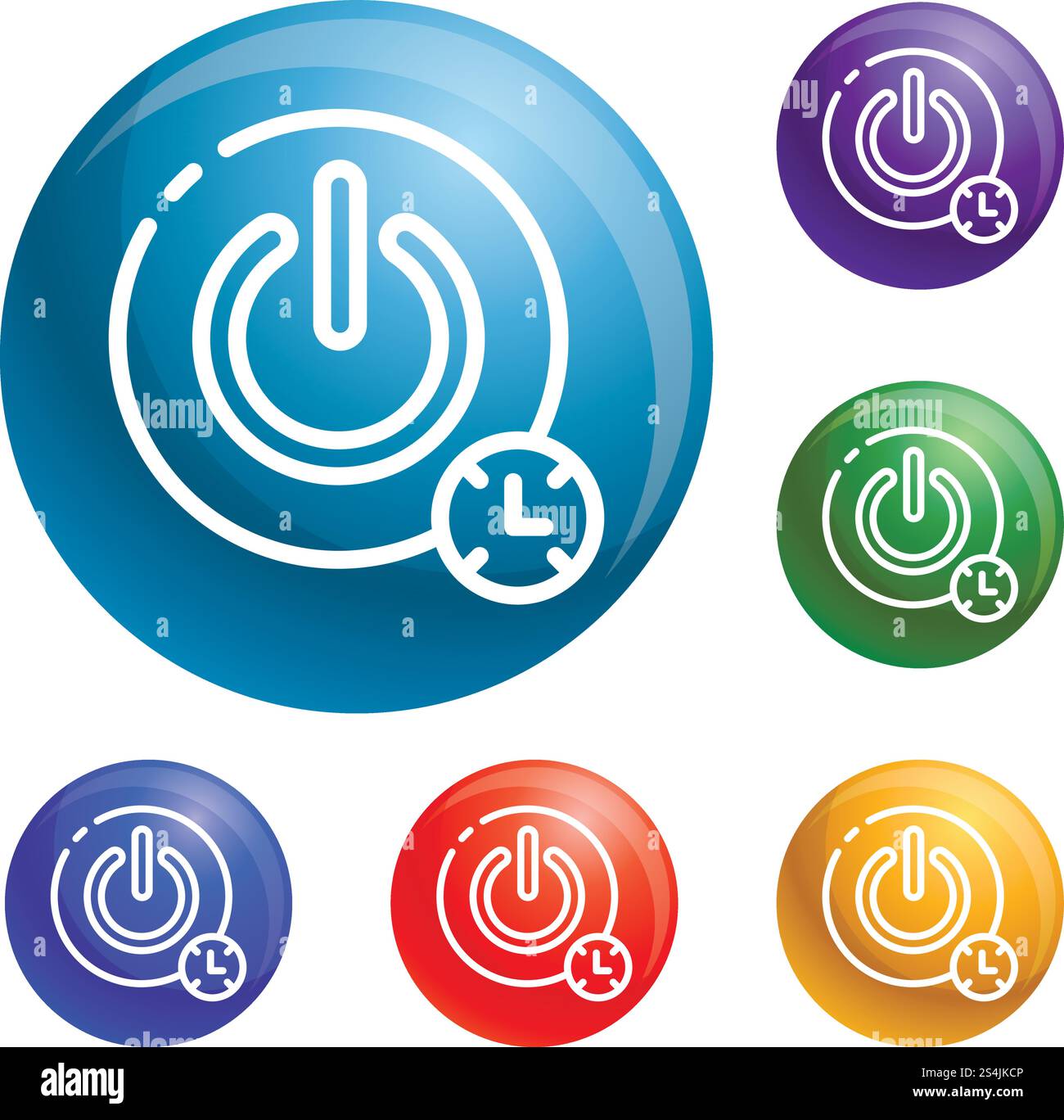 Turn off timer button icons set vector 6 color isolated on white background. Turn off timer ...