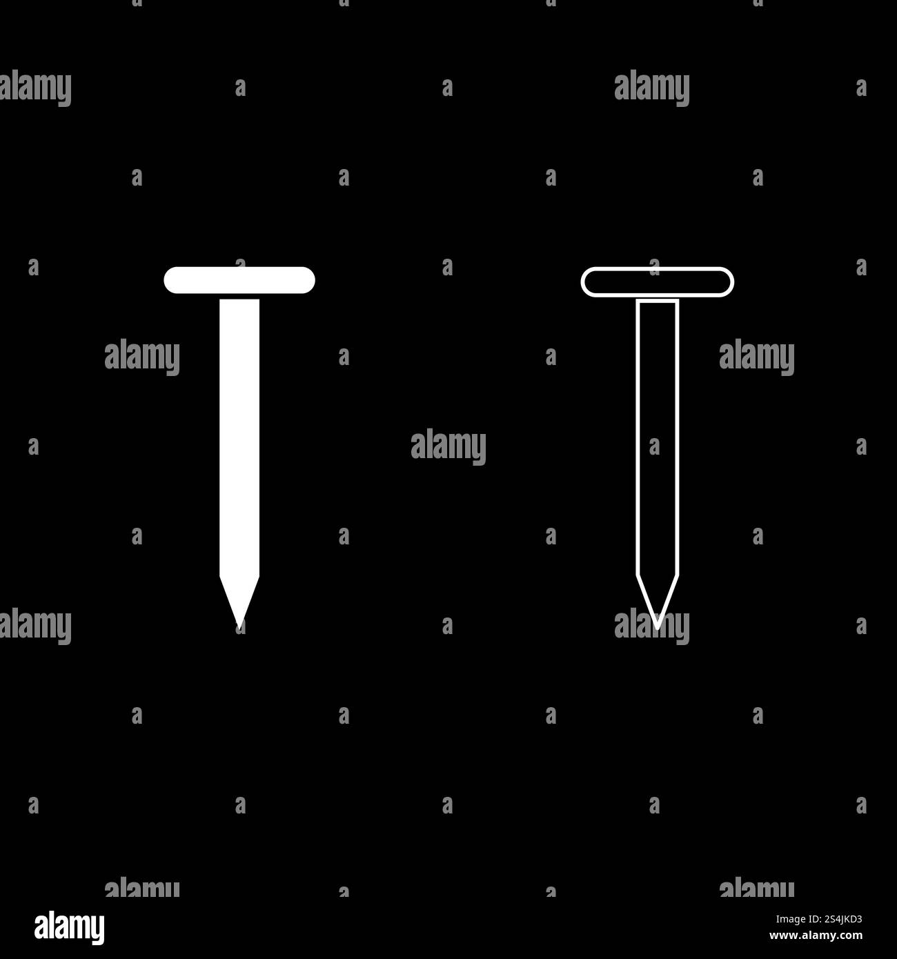 Iron nail icon outline set white color vector illustration flat style ...