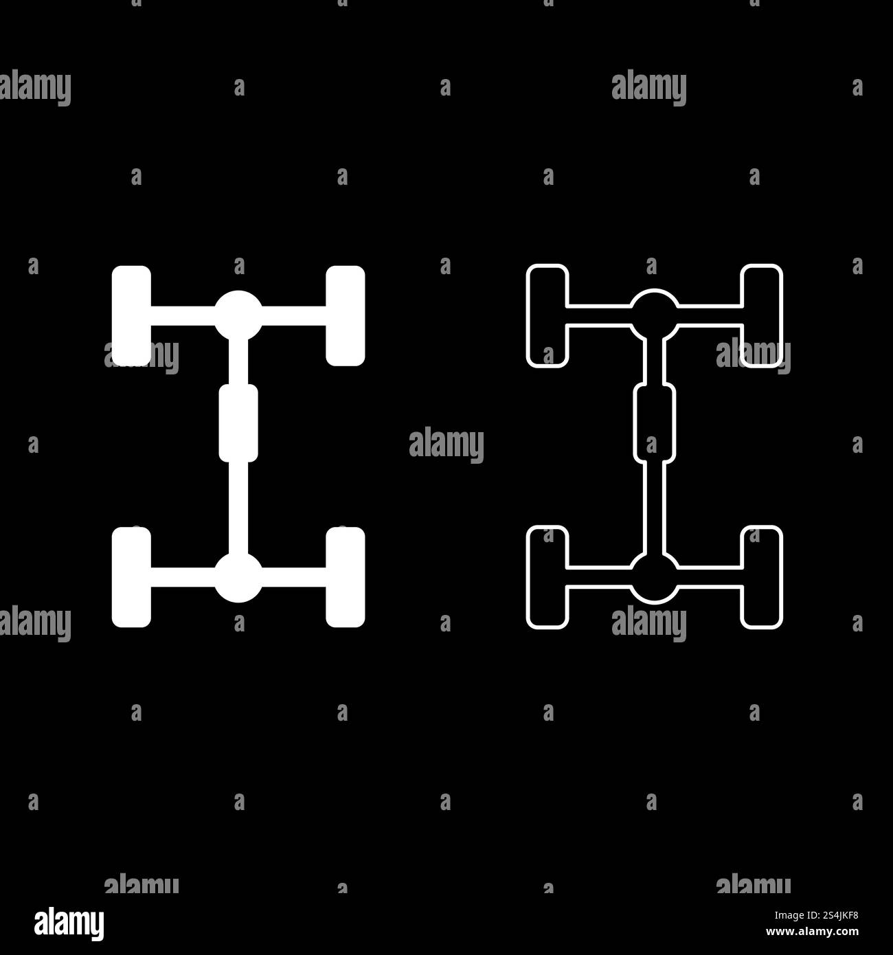 Undercarriage Chassis Carriage for car Vehicle frame icon outline set white color vector ...