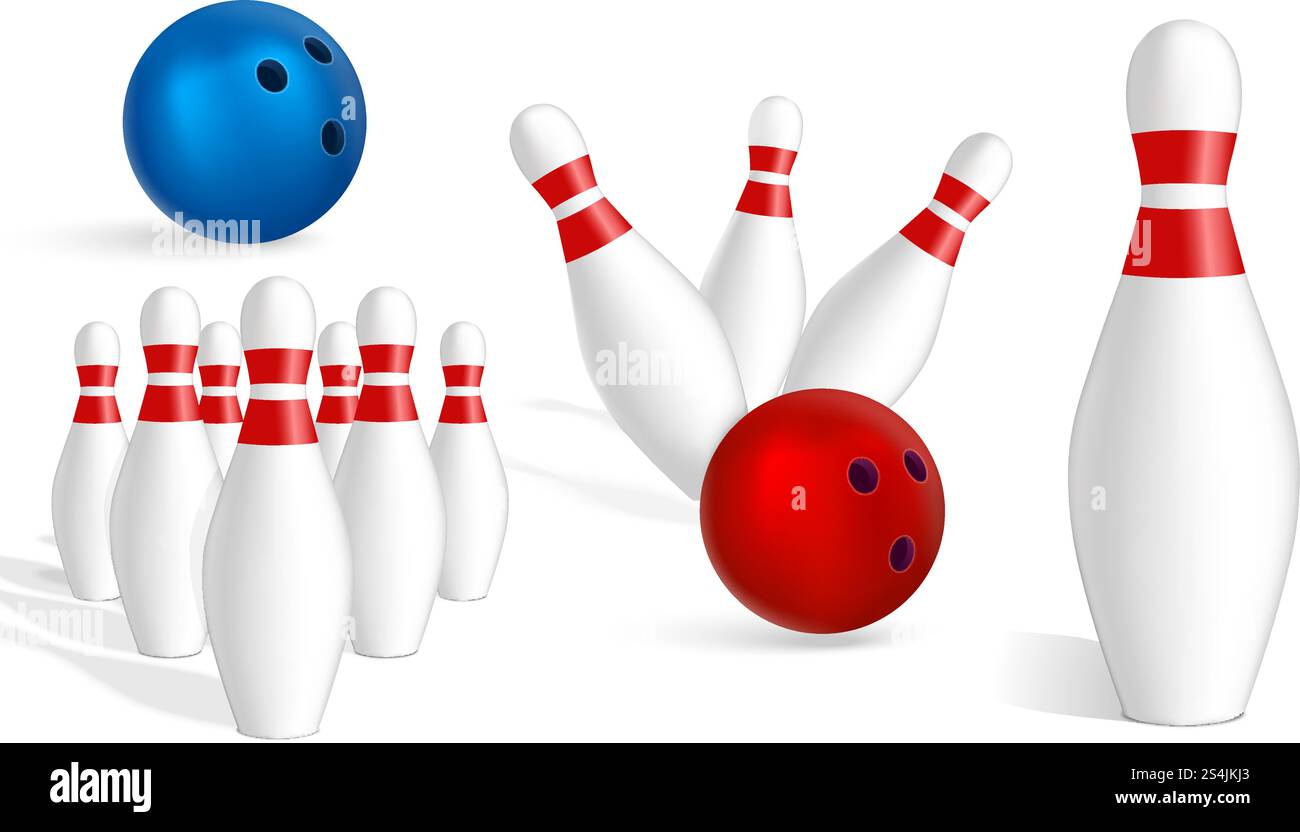 Bowling icon set. Realistic set of bowling vector icons for web design ...