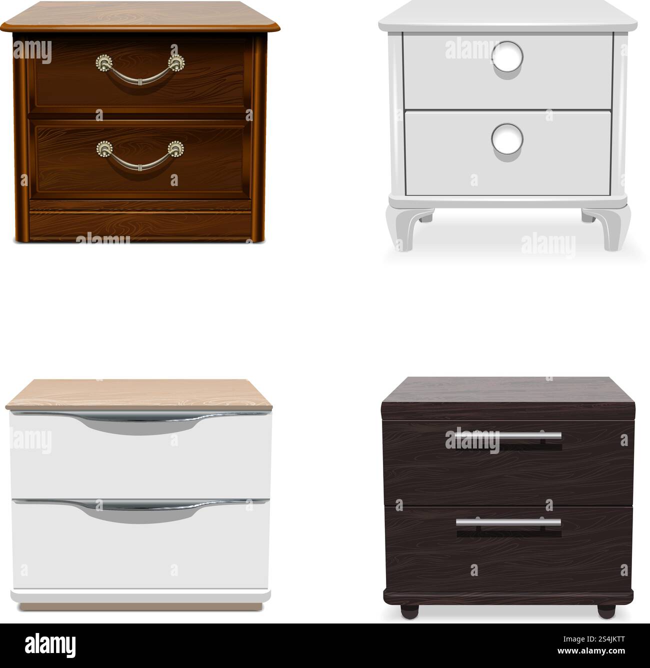 Nightstand icon set. Realistic set of nightstand vector icons for web ...