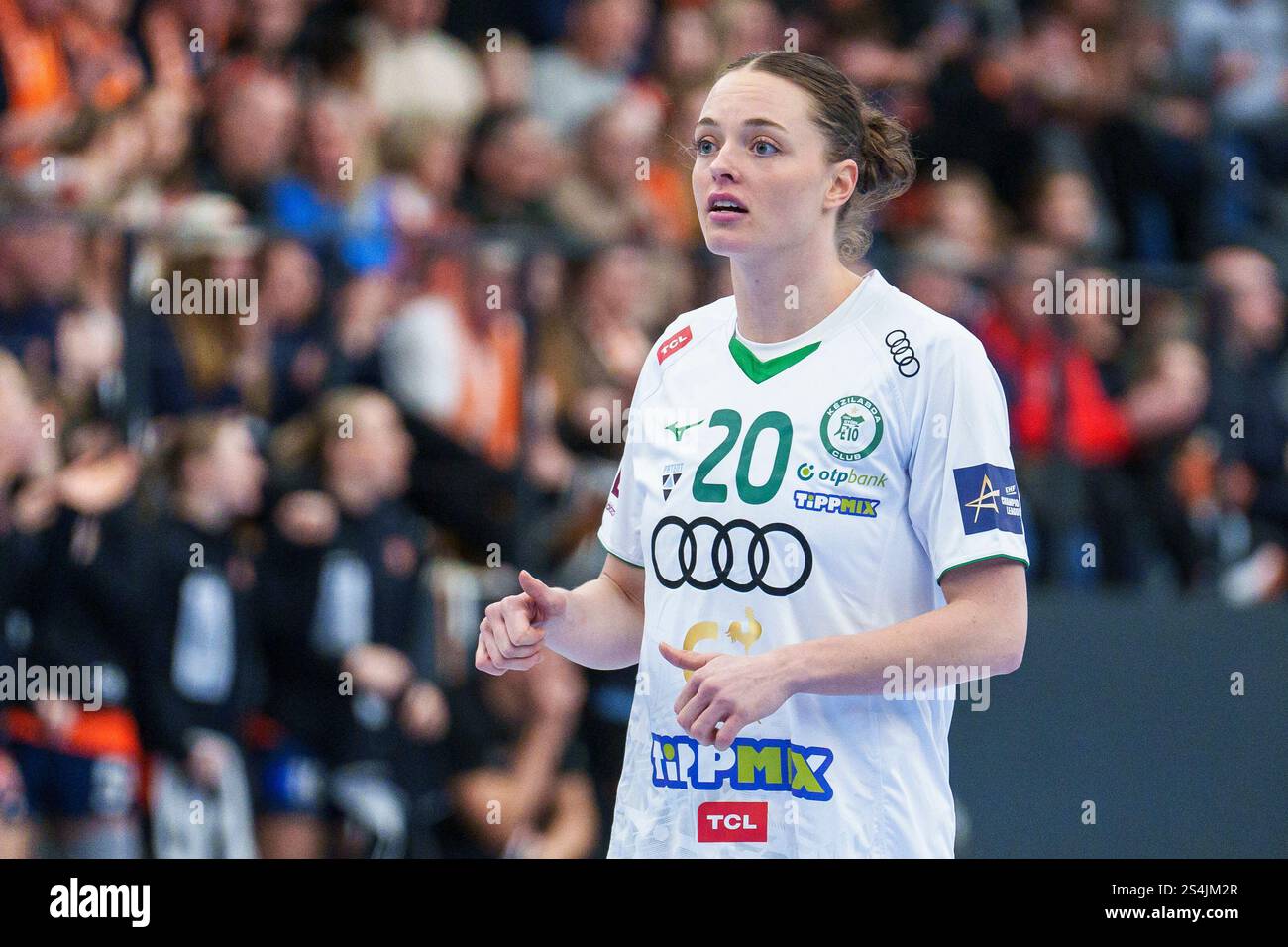 Odense, Denmark. 12th Jan, 2025. Kristina Jorgensen (20) of Györi Audi ...