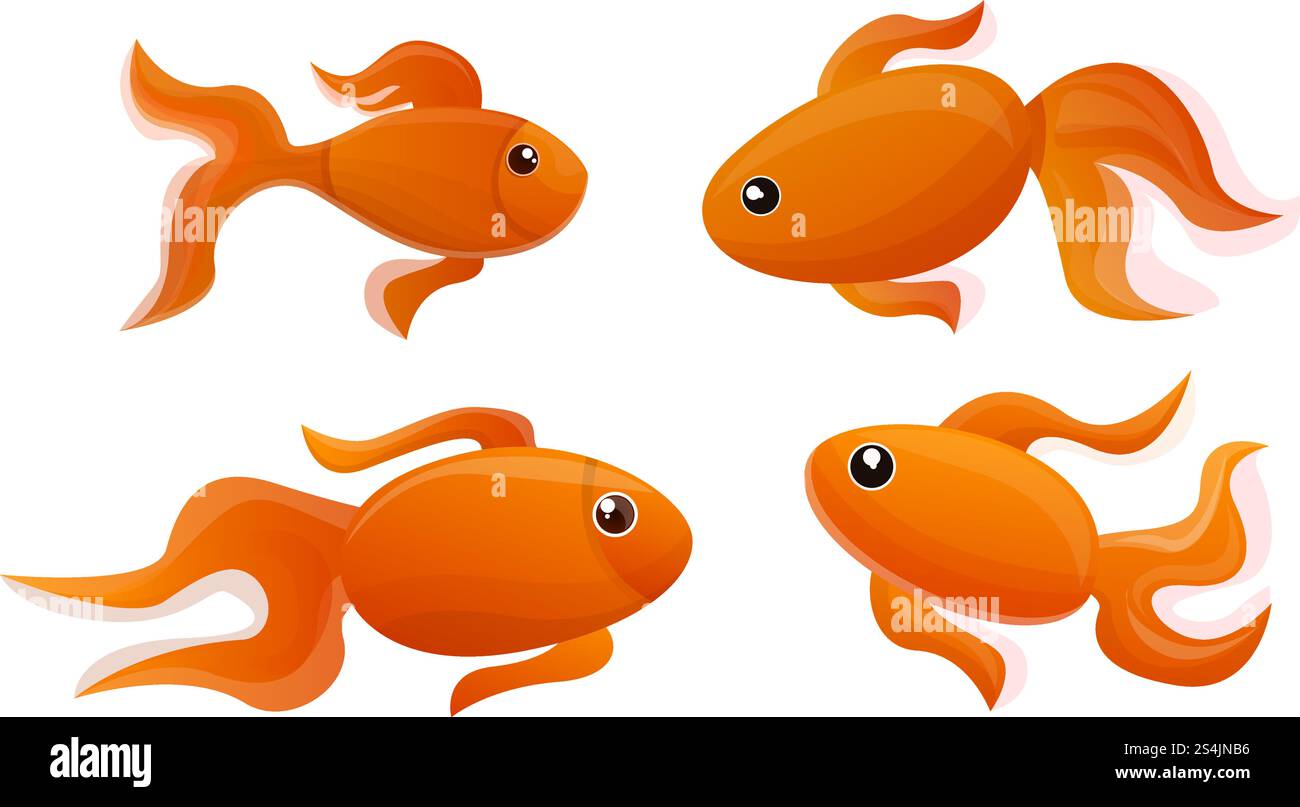 Goldfish icon set. Cartoon set of goldfish vector icons for web design ...