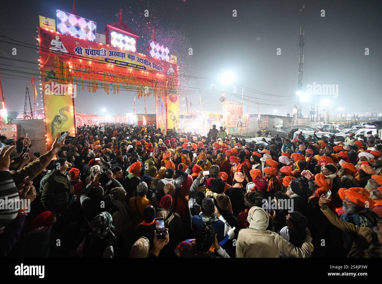 PRAYAGRAJ, INDIA - JANUARY 12: Procession during Chavani Pravesh of ...