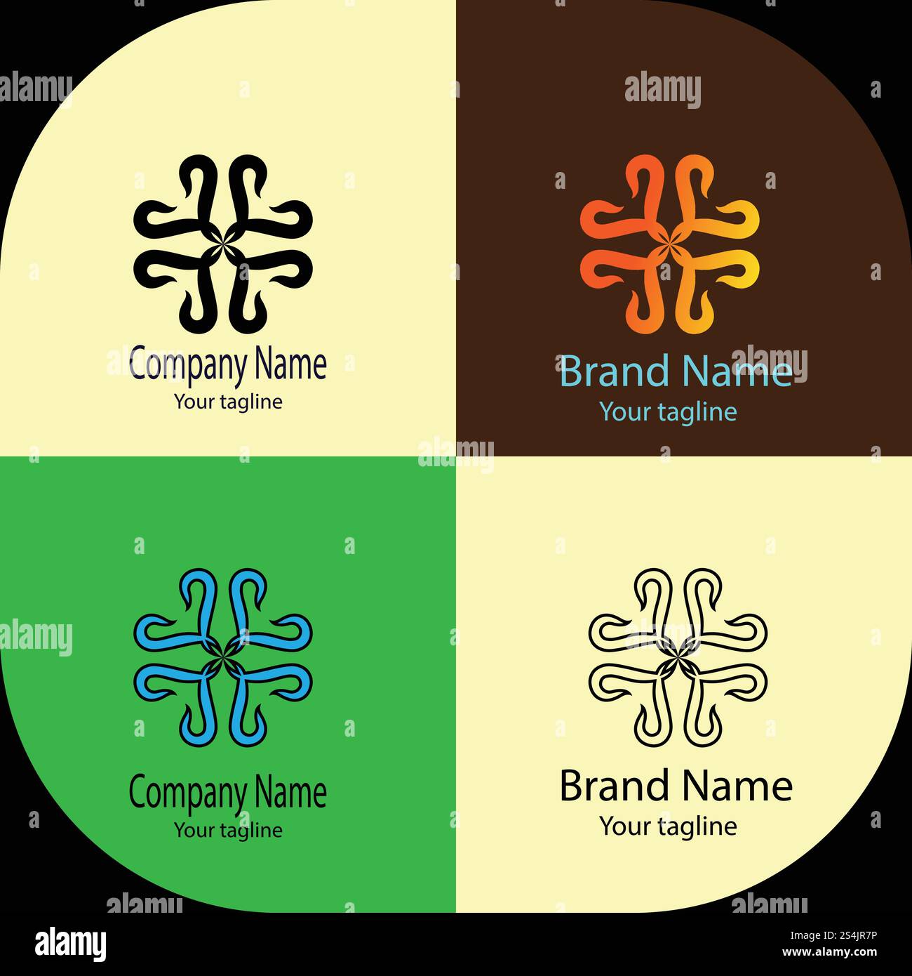 Favorite logo design with four different designs of the same shape ...