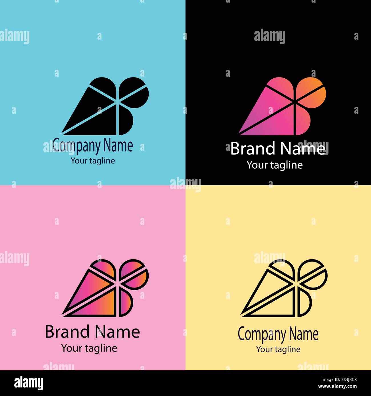 Favorite logo design with four different designs of the same shape ...