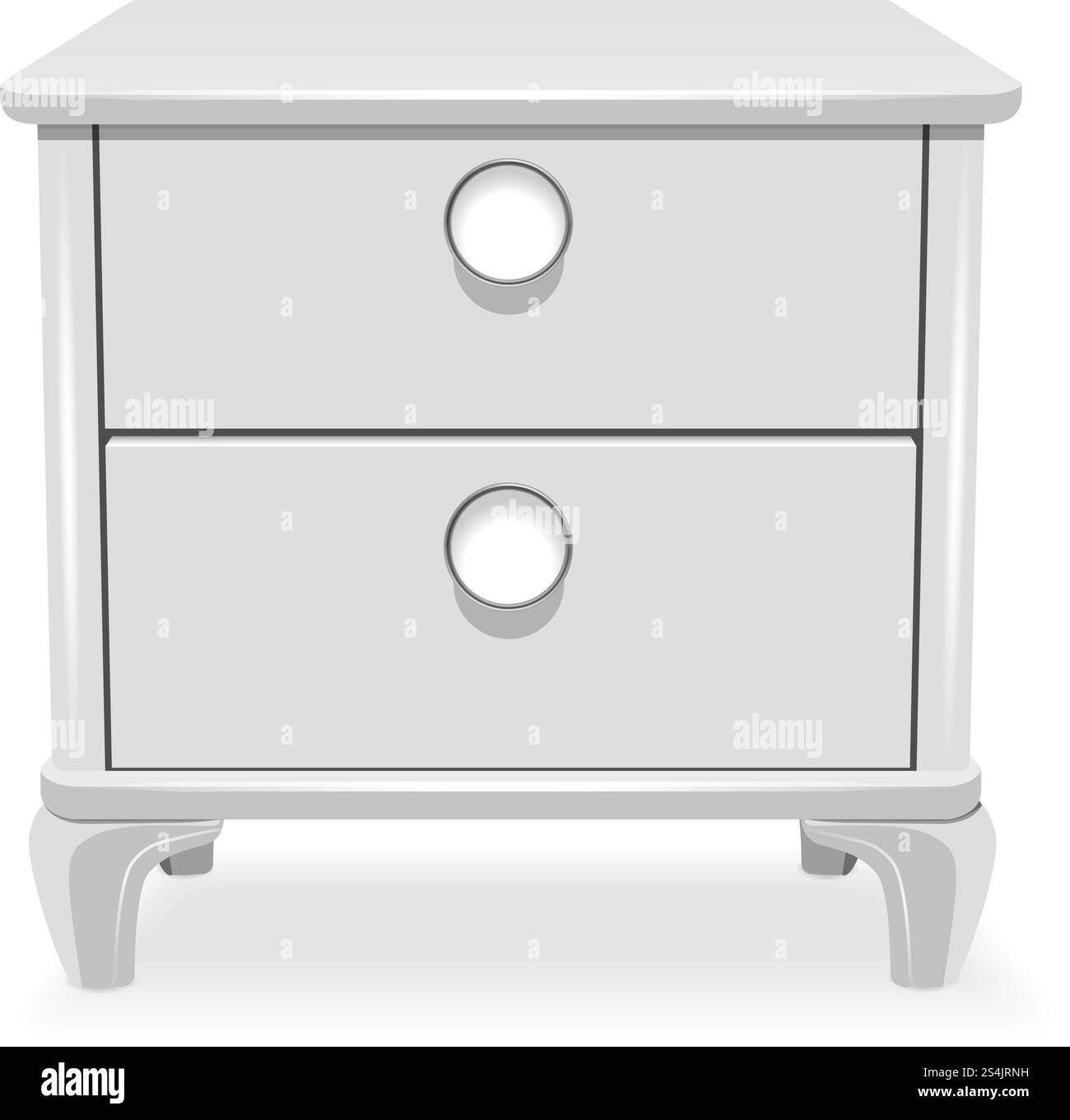 White nightstand icon. Realistic illustration of white nightstand ...