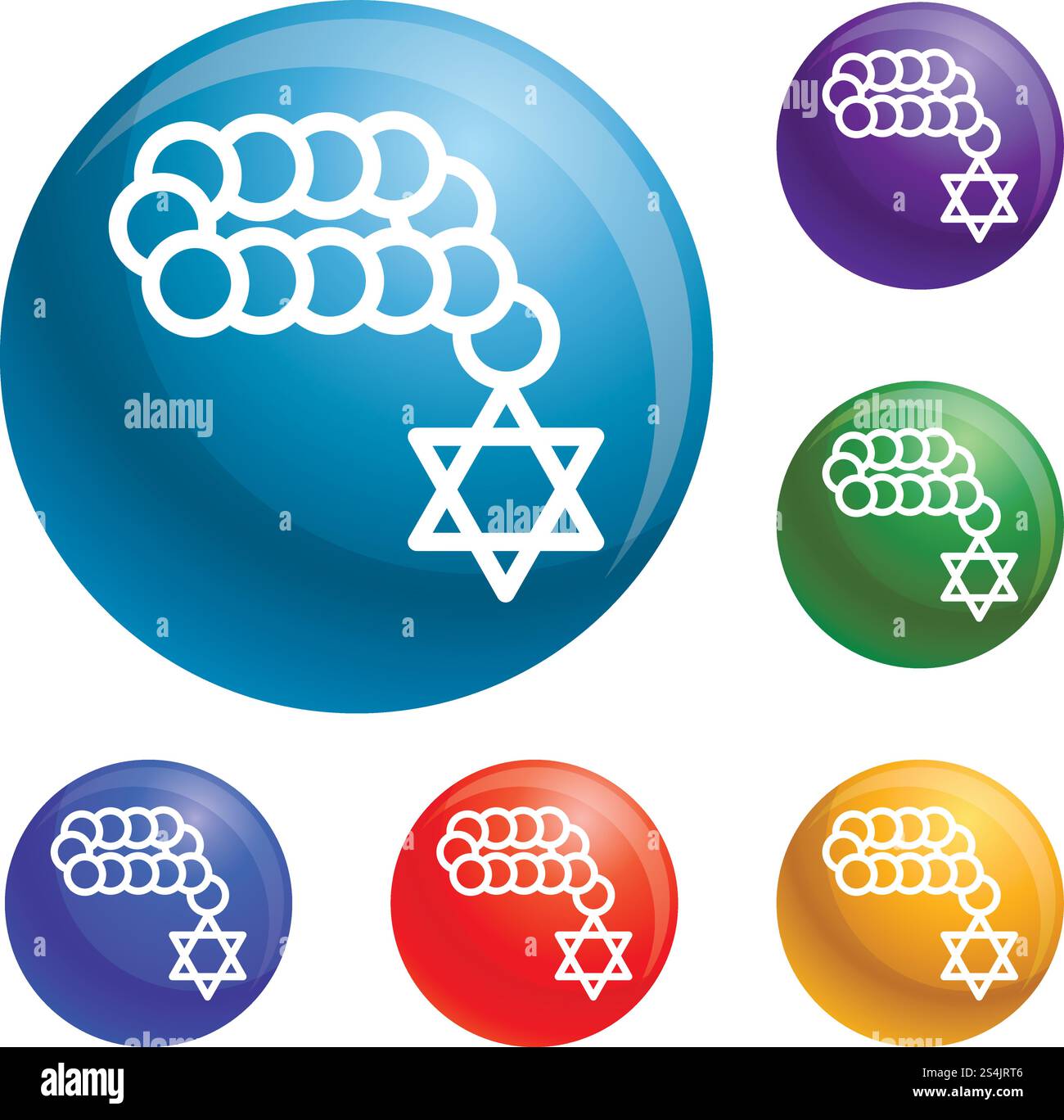 Jewish beads icons set vector 6 color isolated on white background ...