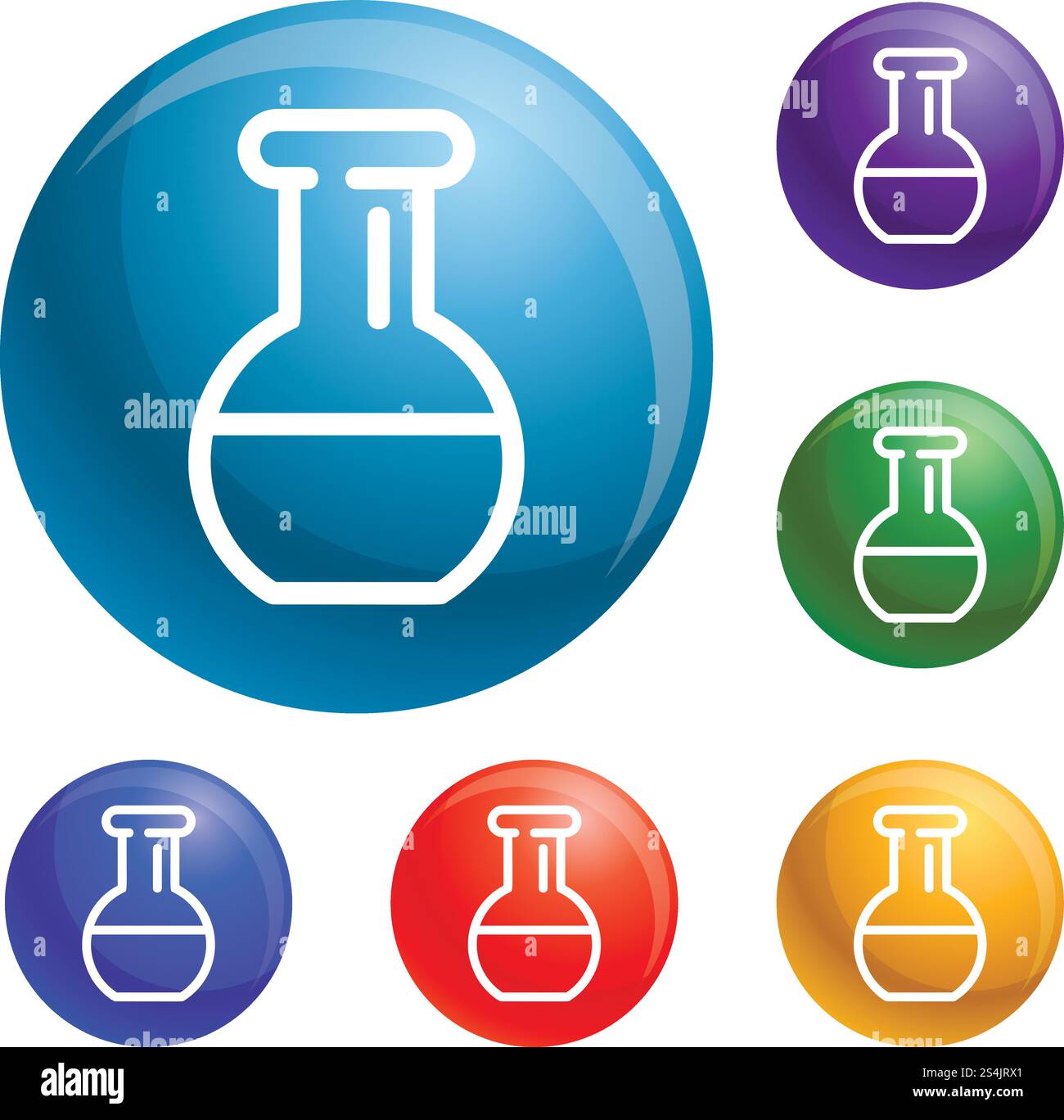 Chemical flask icons set vector 6 color isolated on white background ...