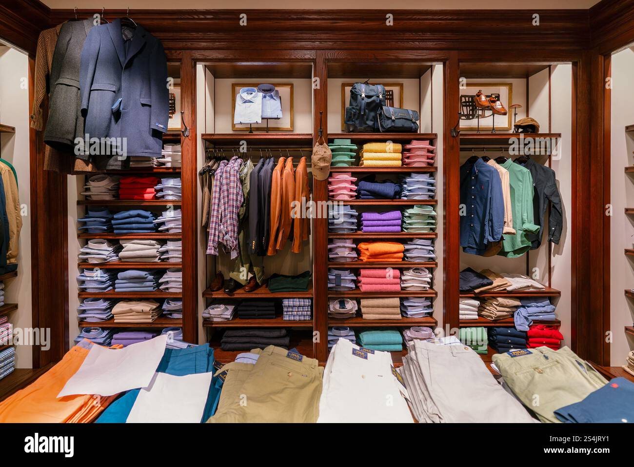 Hong Kong, China - February 02, 2019: various apparel displayed inside ...