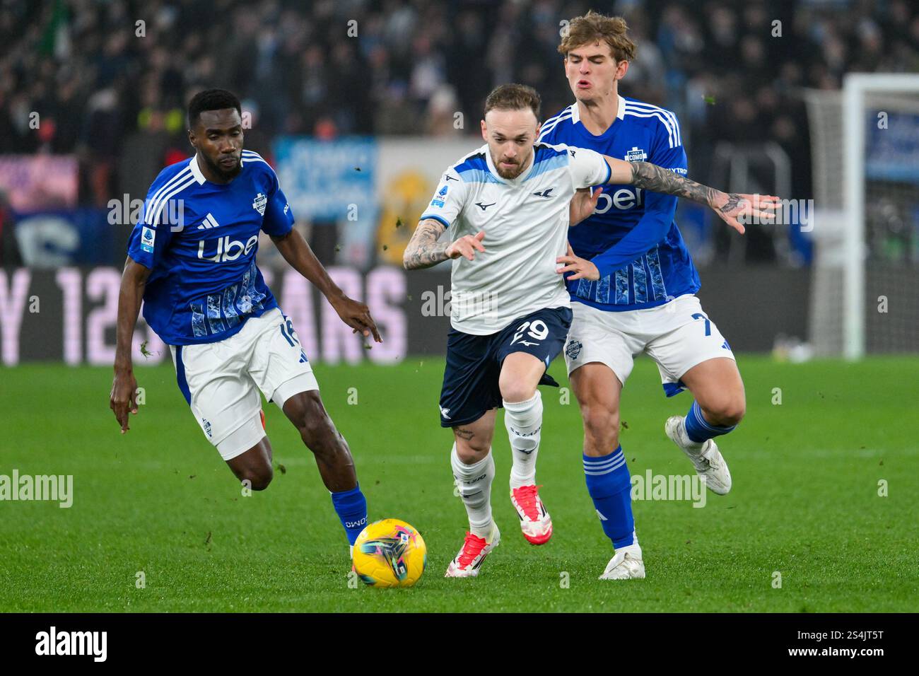 Rome, Italy, 10th Jan. 2025: Manuel Lazzari of SS Lazio and Alieu ...