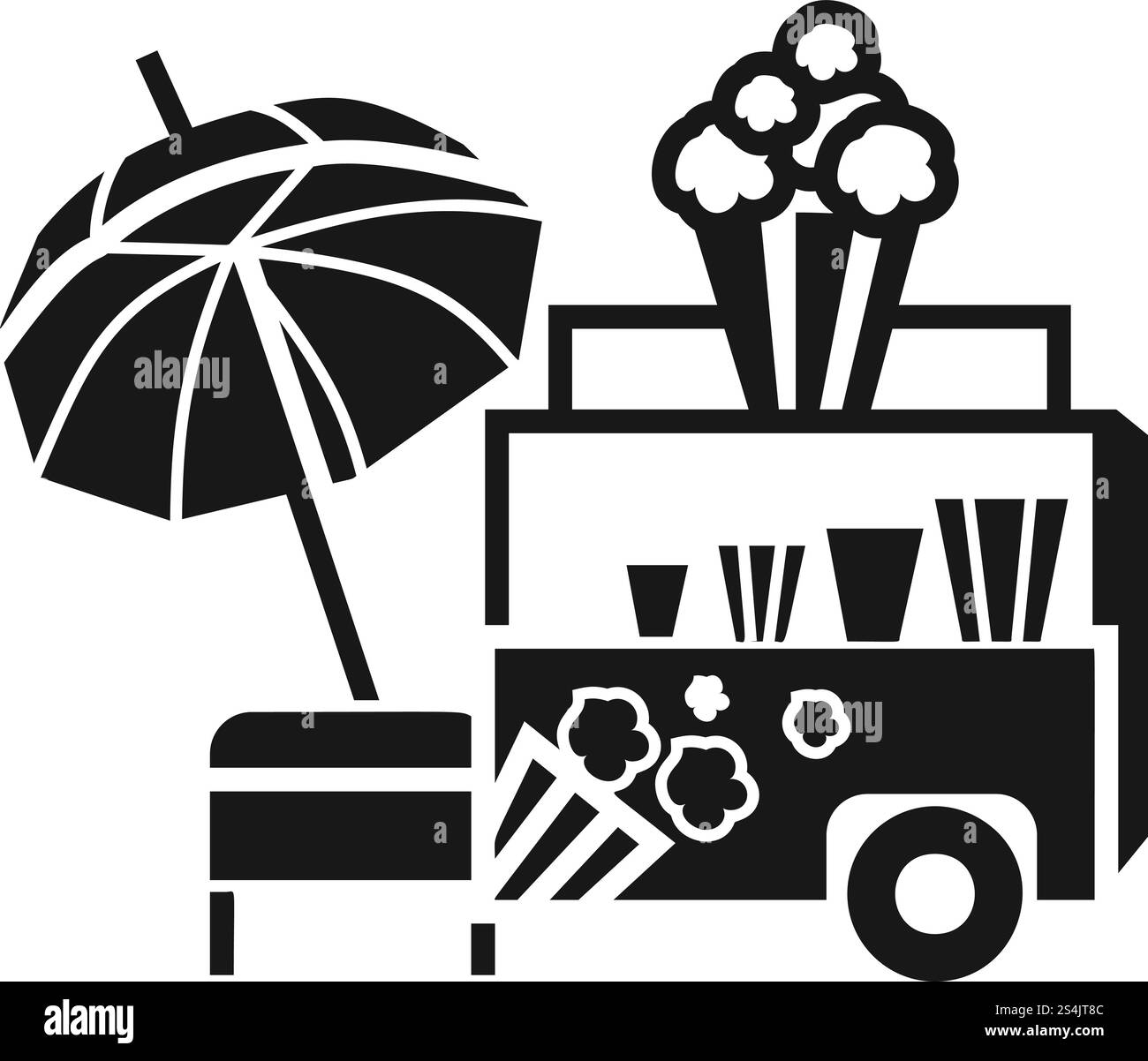 Popcorn trailer icon. Simple illustration of popcorn trailer vector ...