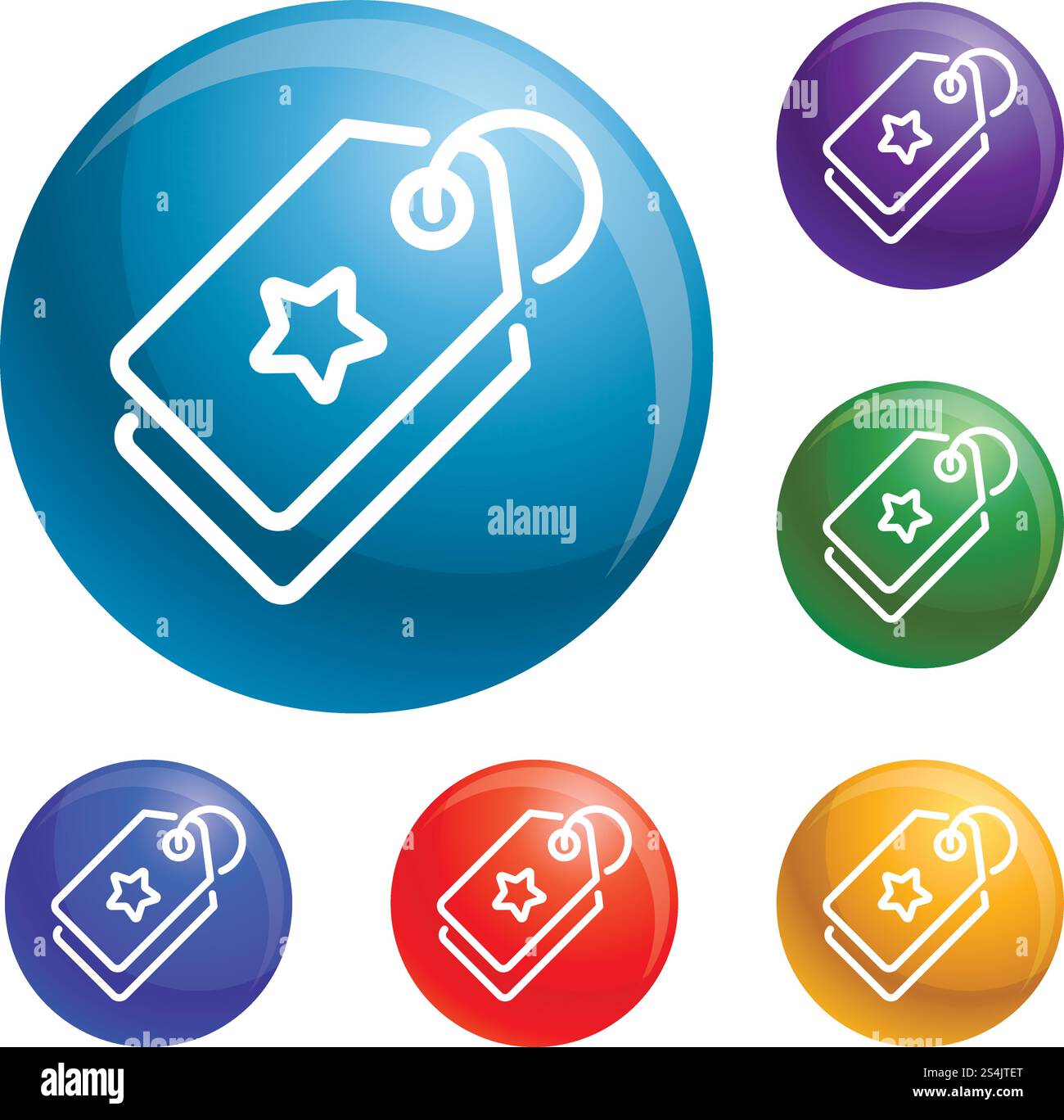 Star brand label icons set vector 6 color isolated on white background ...