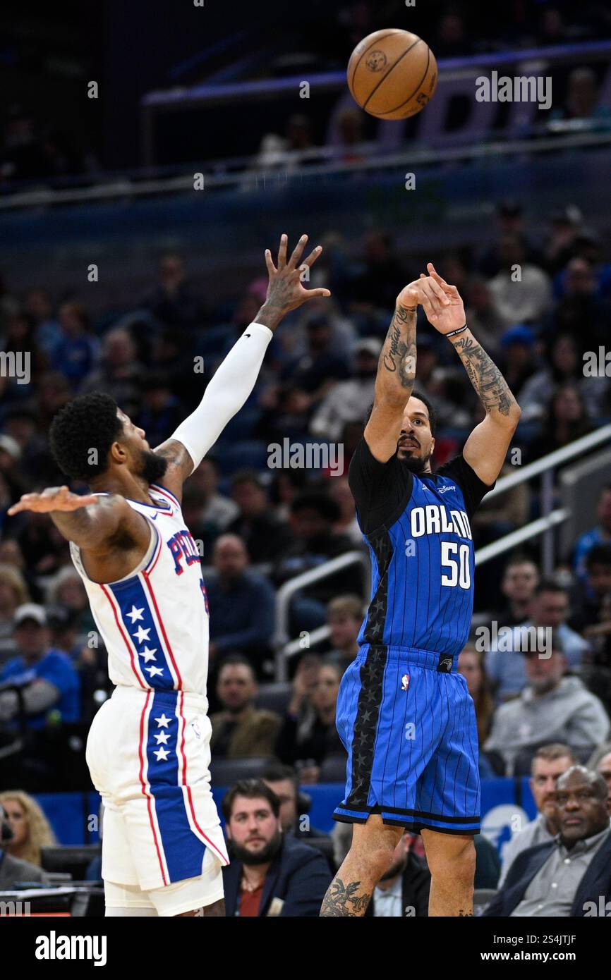 Orlando Magic guard Cole Anthony (50) shoots a 3-point basket as ...