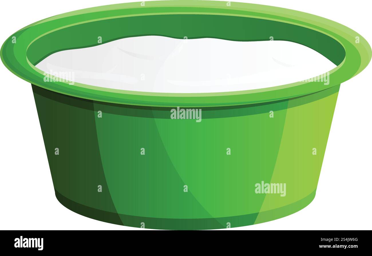 Green flat yogurt package icon. Cartoon of green flat yogurt package ...