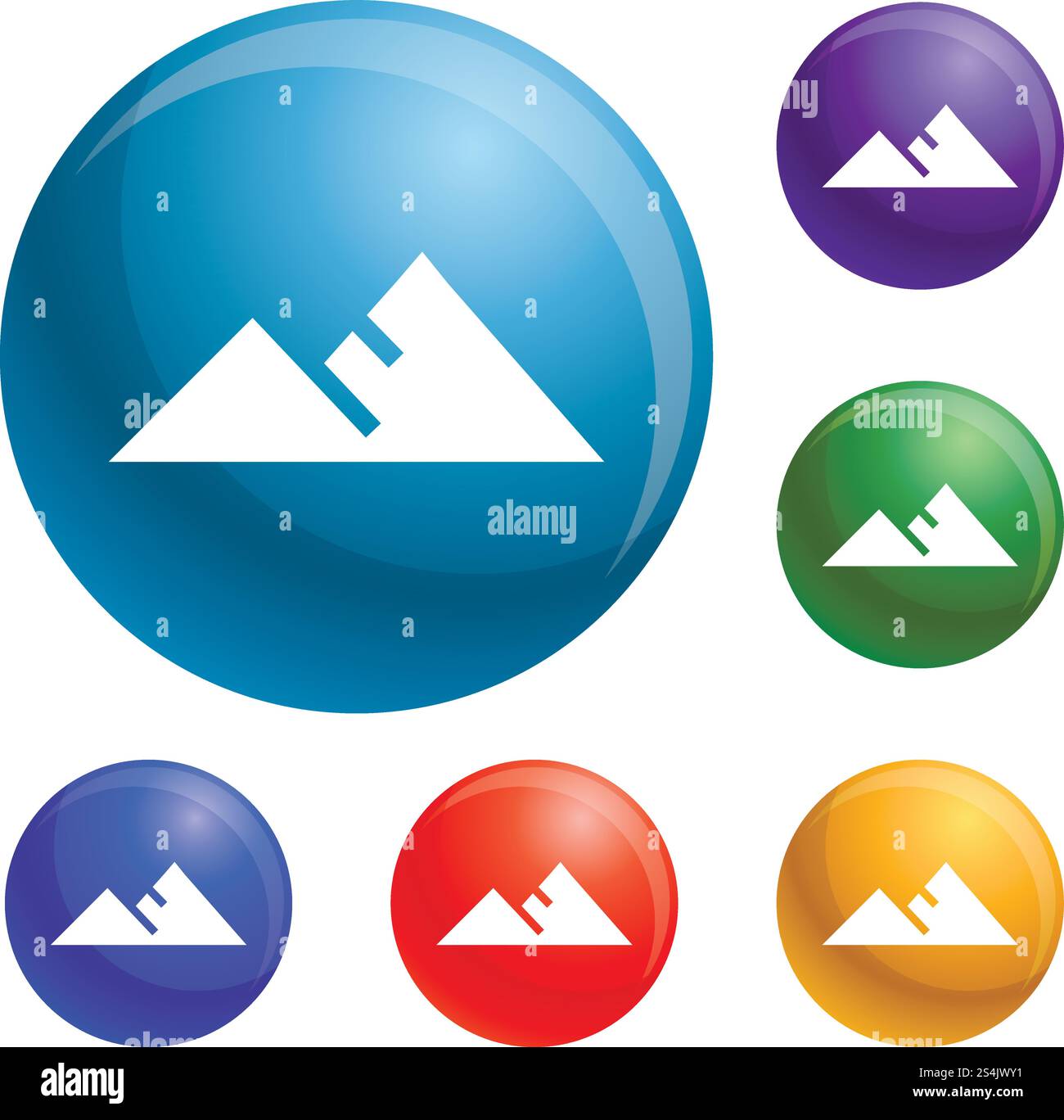Mountain icons set vector 6 color isolated on white background ...
