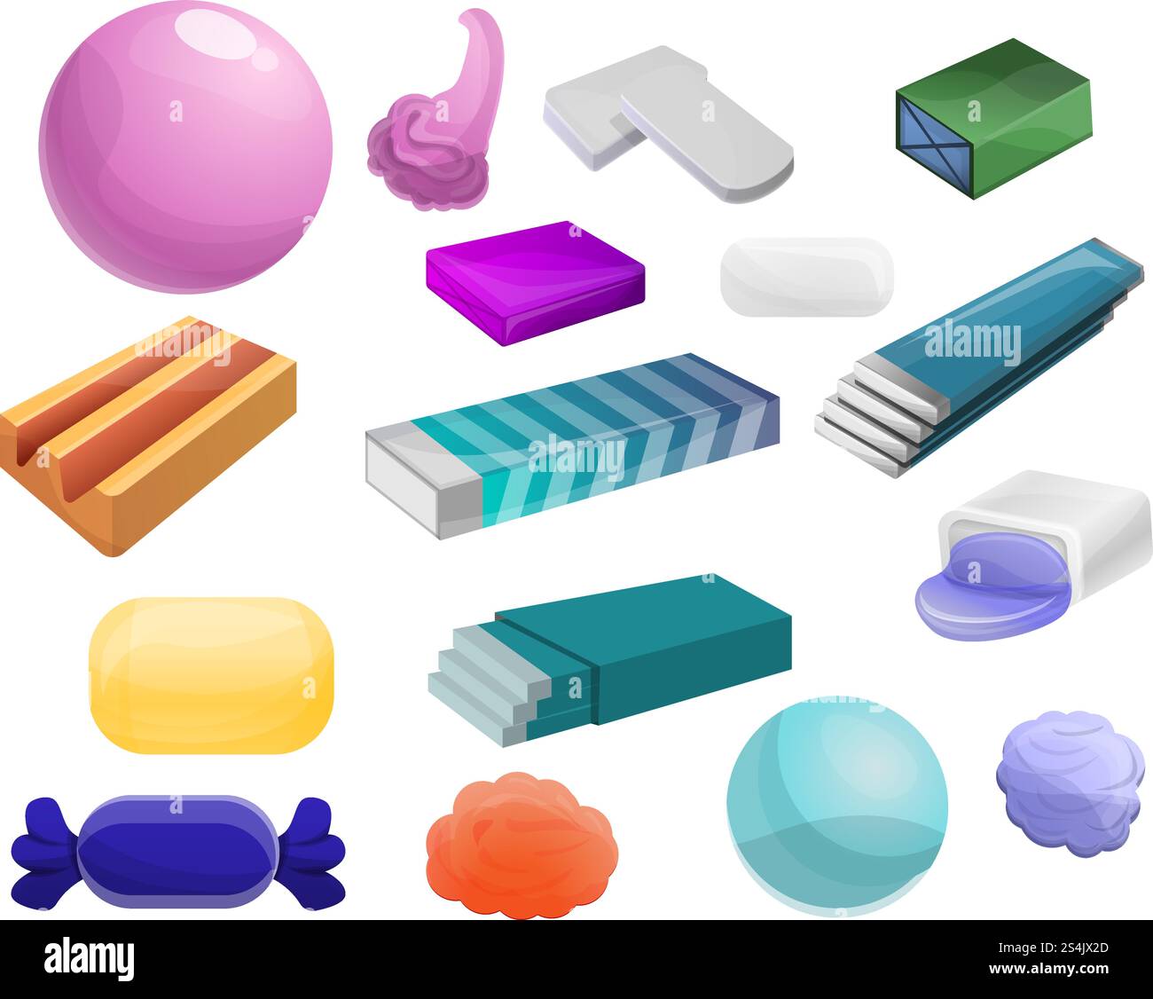 Gum icon set. Cartoon set of gum vector icons for web design. Gum icon ...