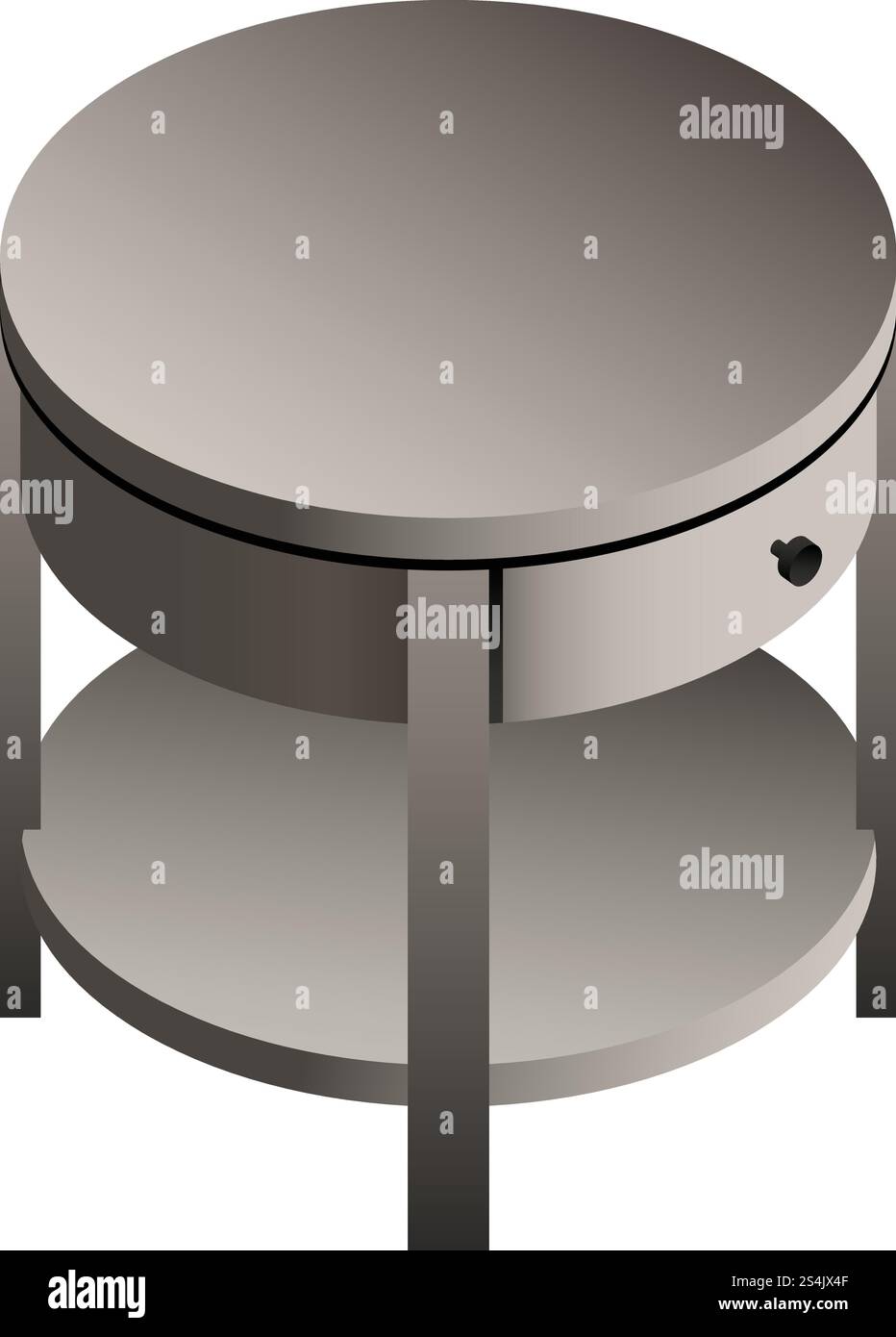 Round bedside table icon. Isometric of round bedside table vector icon for web design isolated ...