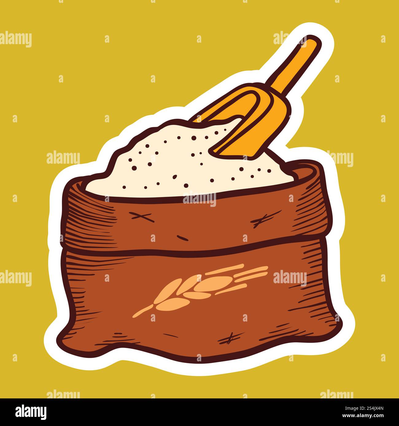 Sack of flour icon. Hand drawn illustration of sack of flour vector ...