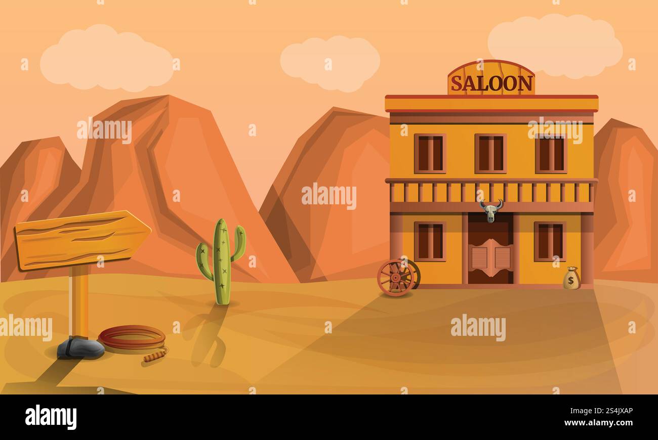 Desert saloon concept banner. Cartoon illustration of desert saloon ...